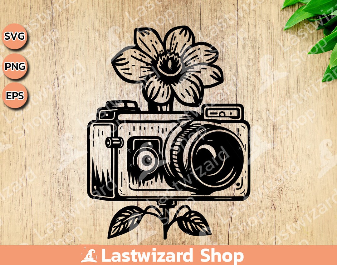 Camera With Flower Svg, Travel Svg, Lens Svg, Selfie Svg, Tattoo, Vinyl ...