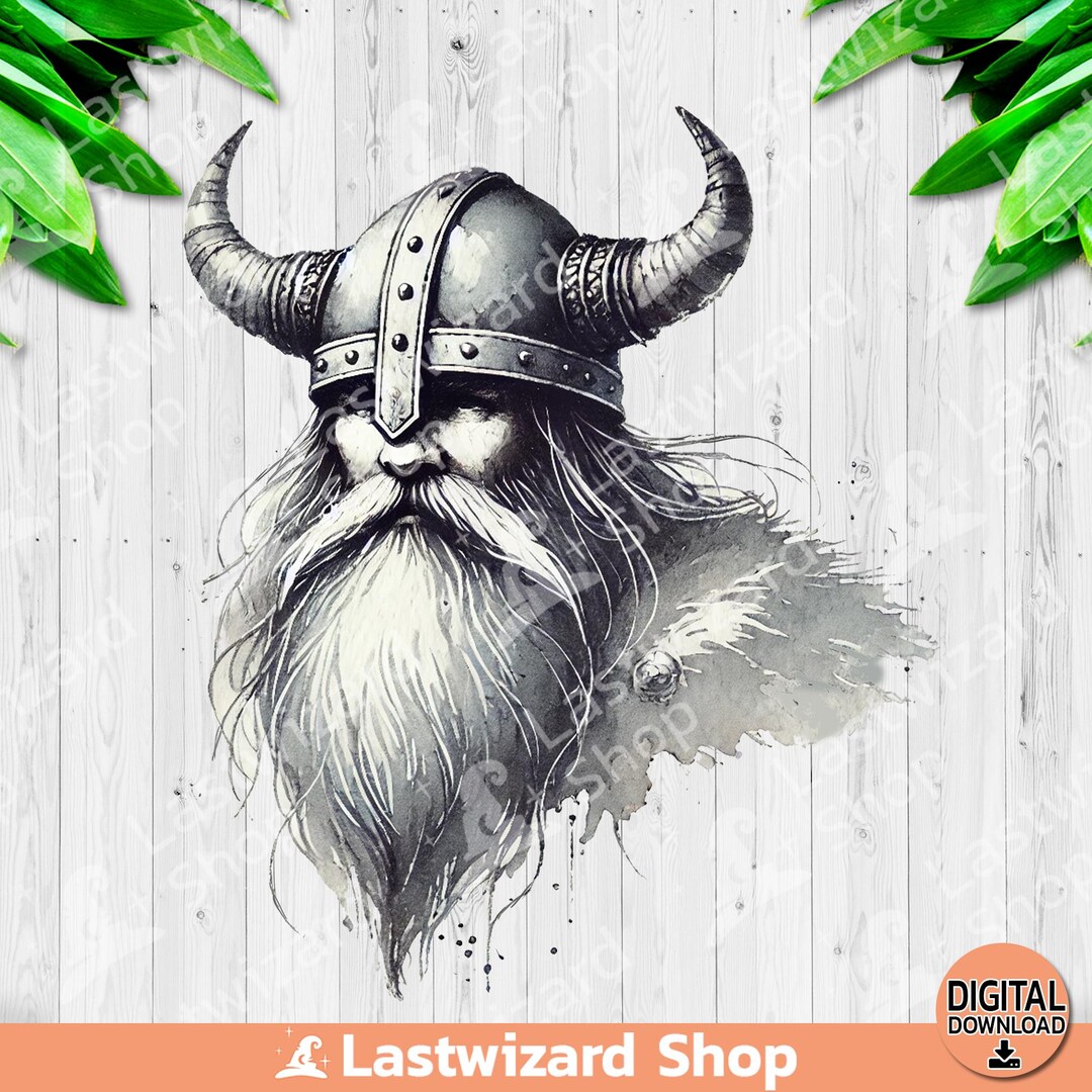 Viking Warrior Head PNG, Viking Warrior Sublimation Design, Watercolor ...