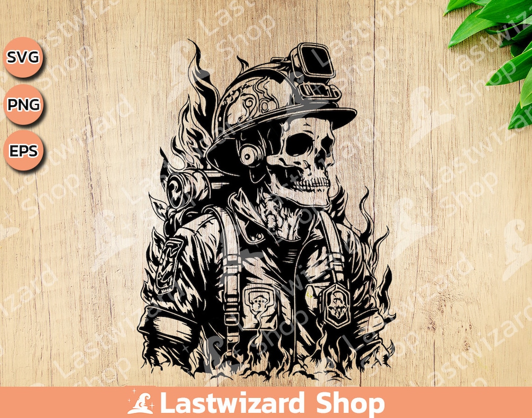 Firefighter Skull SVG: Fireman Flame Tattoo Design (digital Download ...