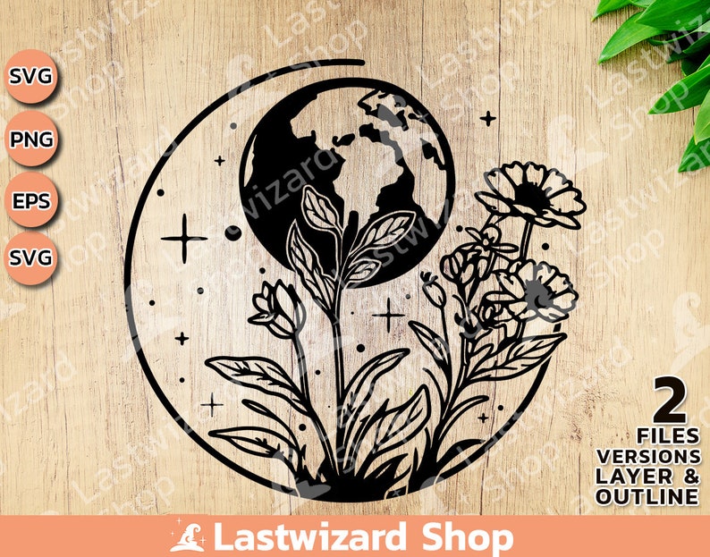 Plant Garden With Planet Layered Svg Tree Svg Gardening Svg - Etsy