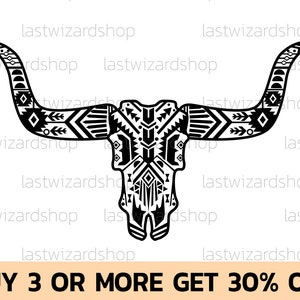 Cow Skull with Aztec Pattern Svg Farm Svg Animal Svg Bull | Etsy