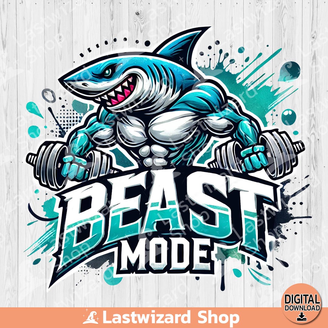 Shark Bodybuilder Beast Mode PNG: Gym Fitness Design (digital Download ...