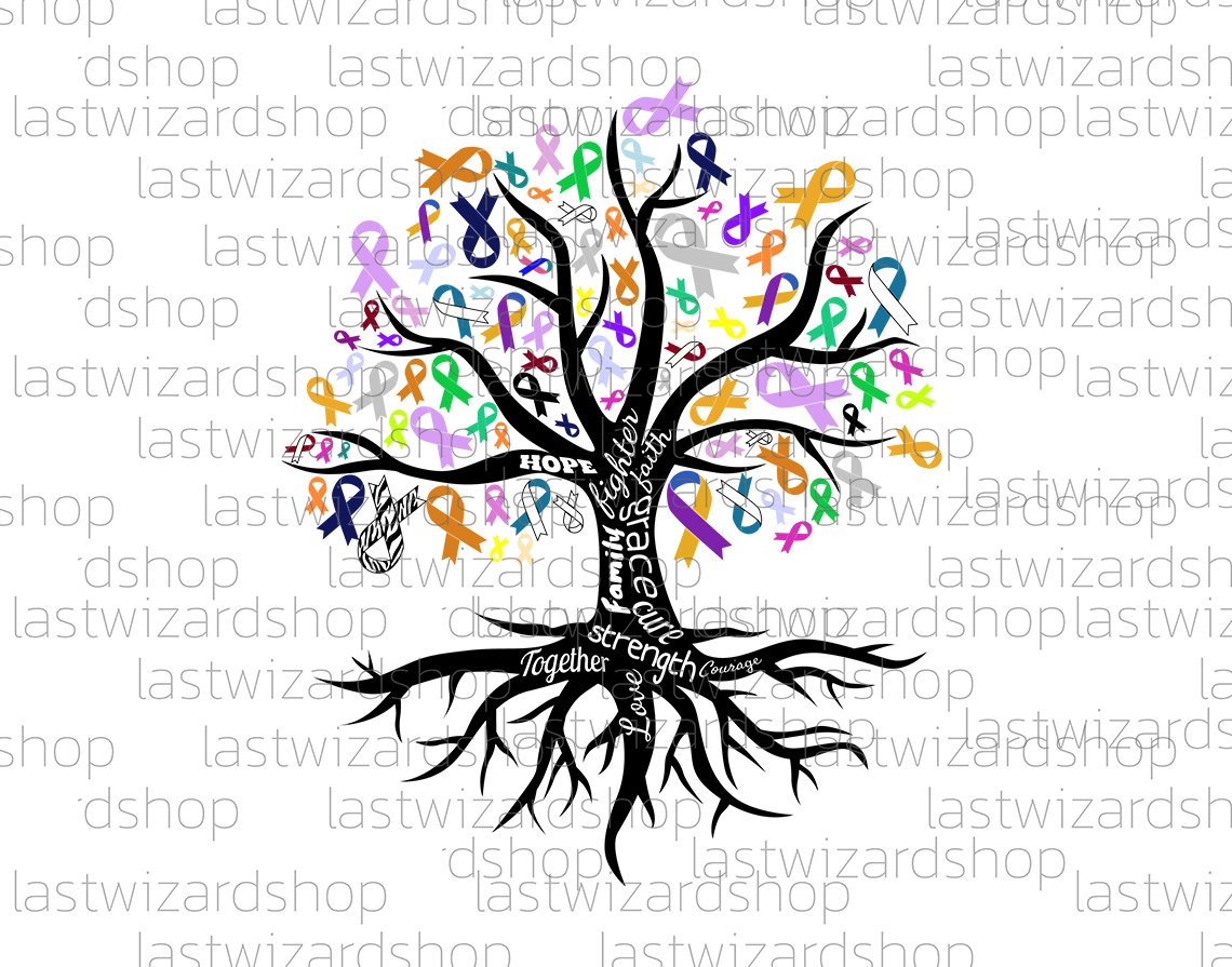 All Cancer Tree Svg Cancer Awareness Svg Colorful Ribbon - Etsy