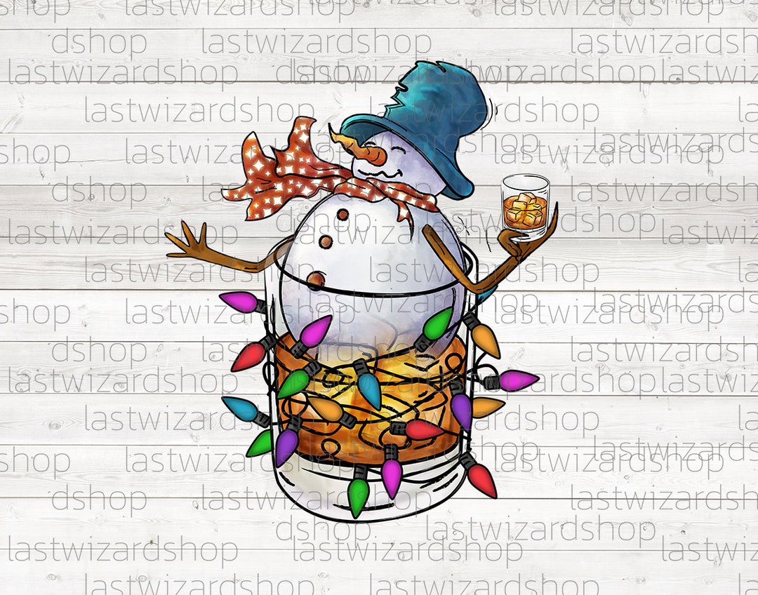 Snowman With Whiskey Glass With Light Png, Funny Whiskey Gifts, Whiskey ...