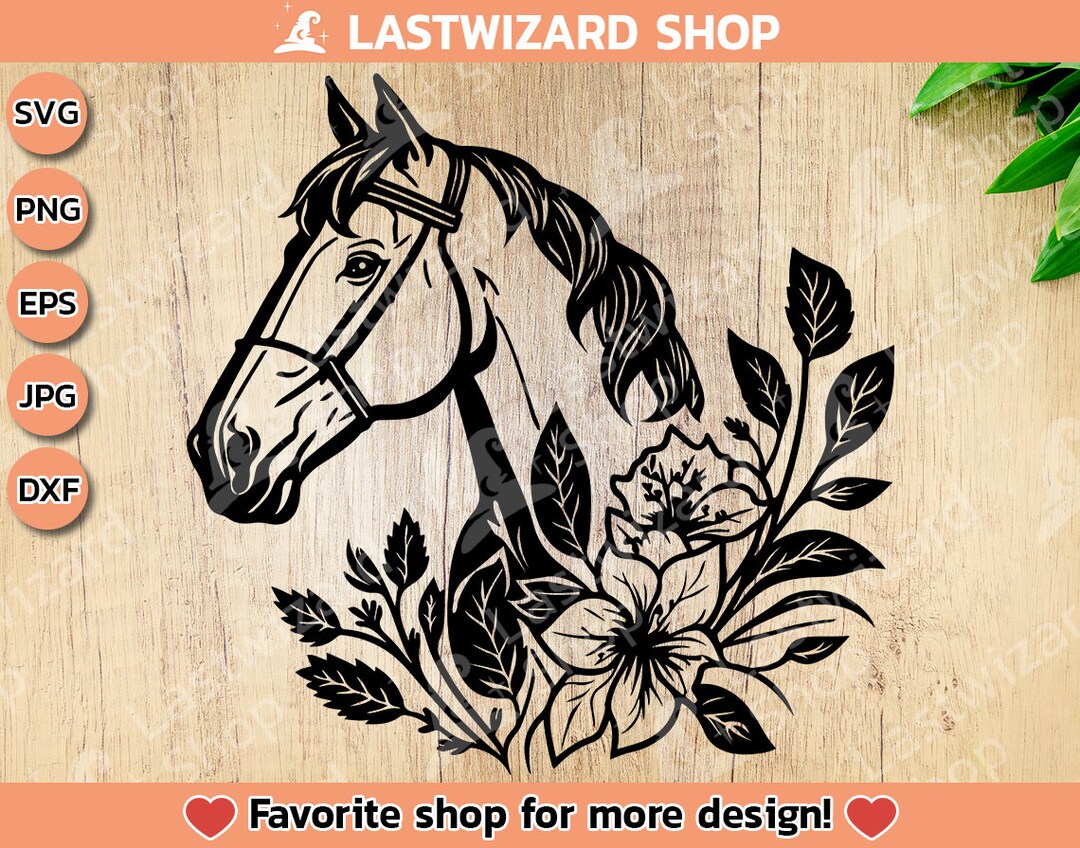 Horse Head With Flower Svg Png Dxf Eps, Floral Horse Clip Art, Mare Svg ...
