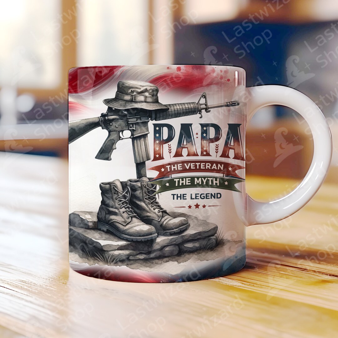 Papa Veteran Mug Wrap Sublimation Design for Grandchildren of Veterans ...