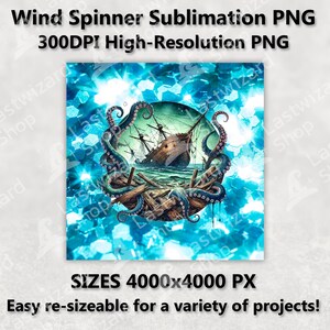 Shipwreck With Octopus Tentacles Wind Spinner PNG, Monster Octopus Wind ...