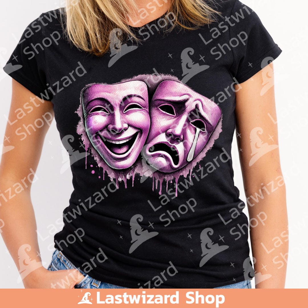 Laughing Crying Theater Face Mask PNG, Clown Mask Sublimation Design ...