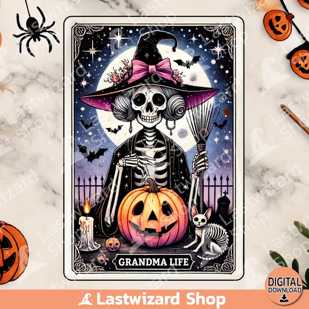 Grandma Life Tarot Card PNG, Witch Grandma Sublimation Design, Pink ...