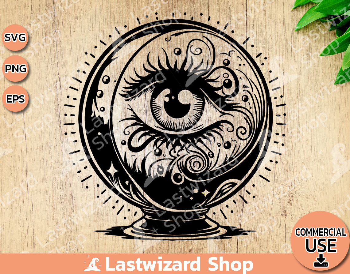 Crystal Ball Eye SVG, Mystical Fortune Teller Cut File, Esoteric Third ...