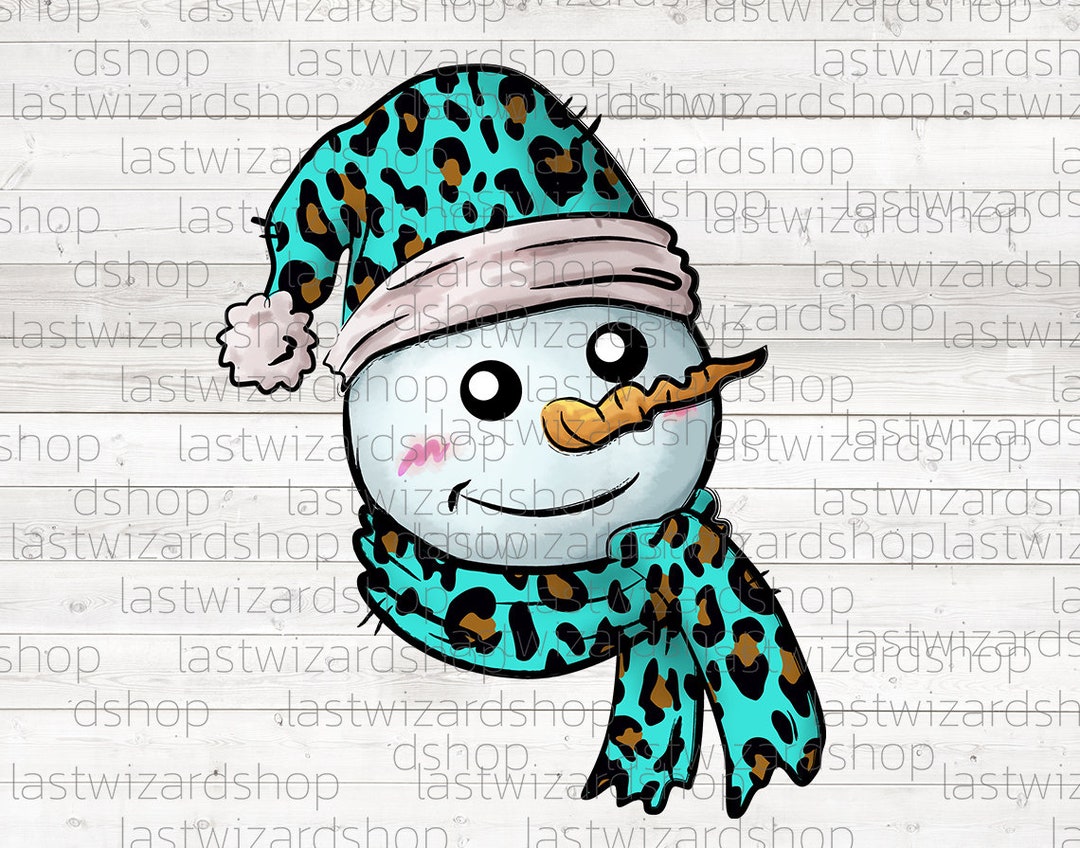 Blue Leopard Snowman Face Png, Xmas Png, Winter Snowman Shirte, Digital ...