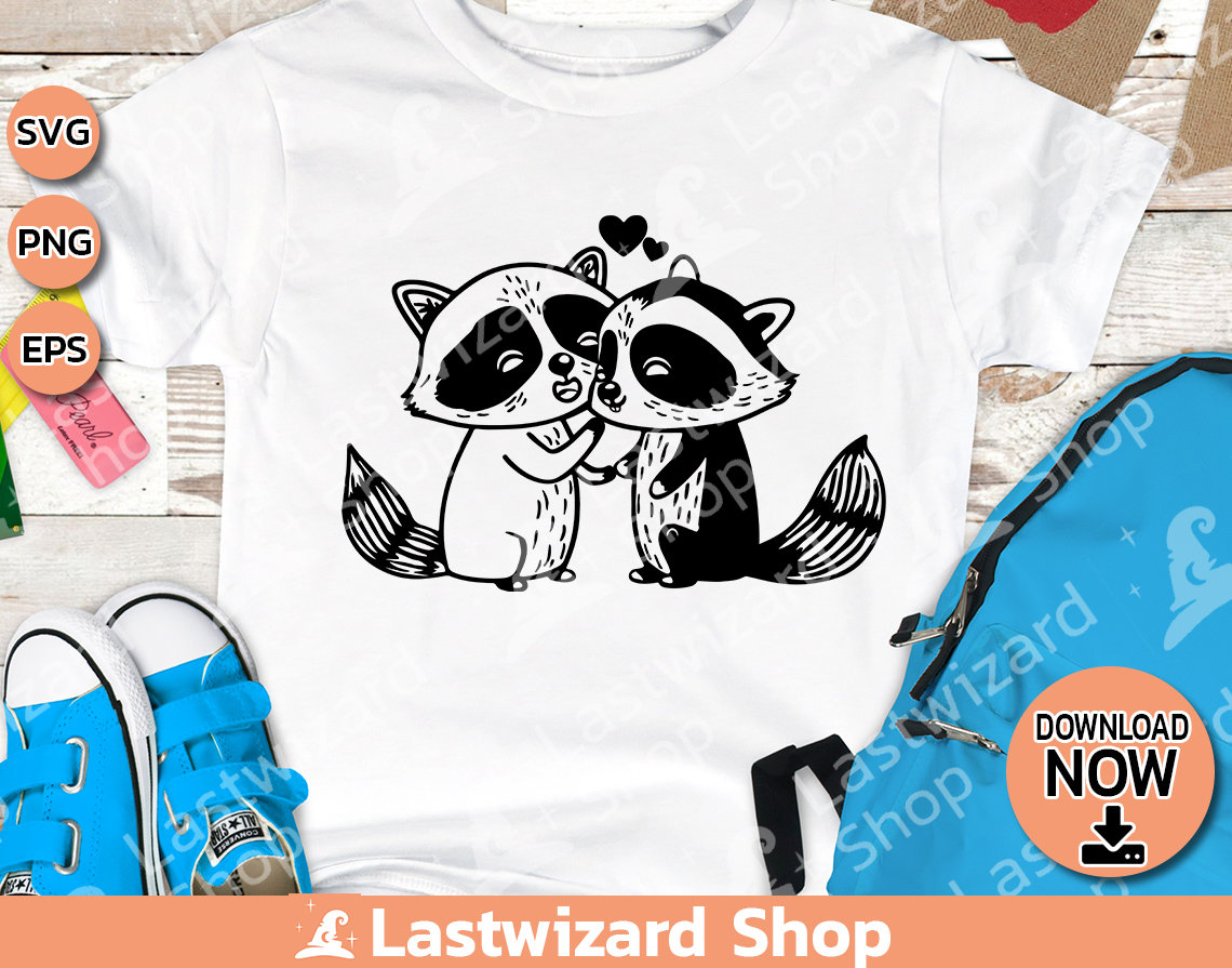 Kawaii Raccoon Kiss Raccoon Svg Gift for Nursery - Etsy