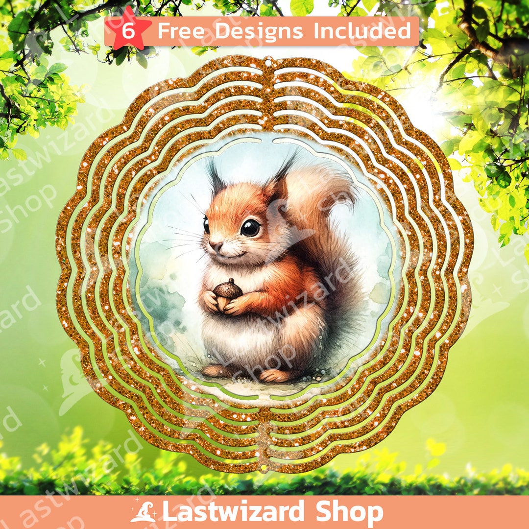 Cute Squirrel in Forest Wind Spinner PNG, Woodland Animal Wind Spinner ...