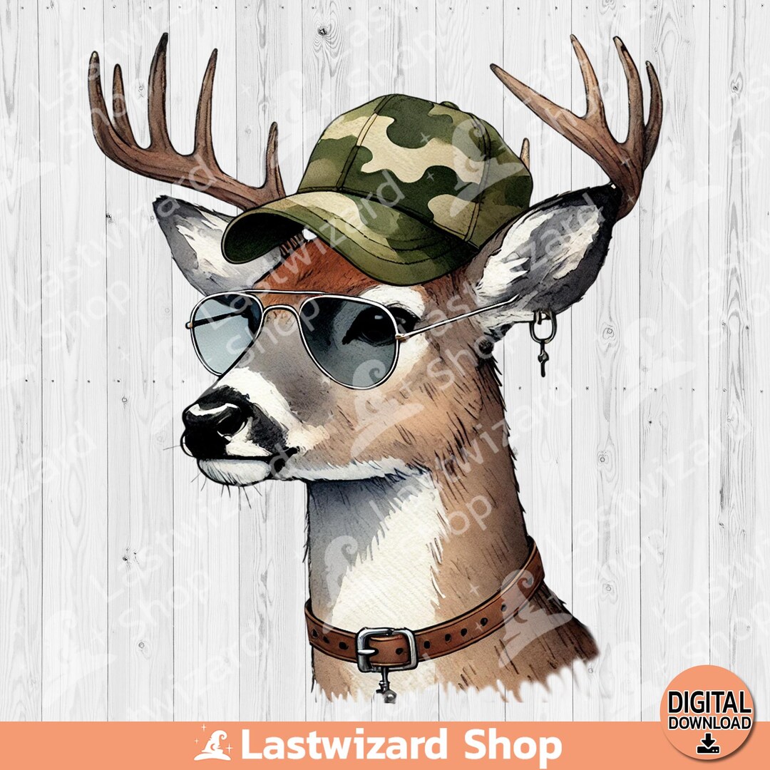Deer With Camo Hat Hunting PNG, Hunting Season Sublimation Design ...