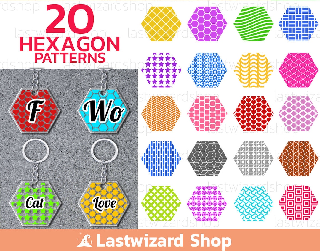 20 Hexagon Pattern Svg, Keychain Patterns Svg, Key Fob Svg, Keyring ...