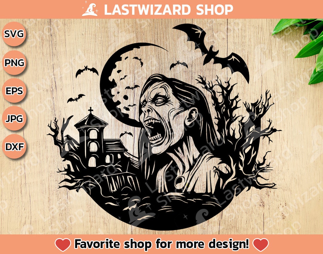 Vampire in Bat Scene Svg, Spooky Svg, Lady Vampire Svg, Lord Vampire ...