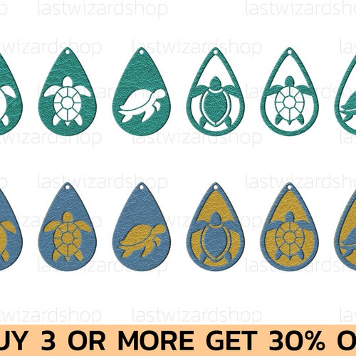 Ocean Sea Turtle Earrings Svg Sea Stacked Earring Svg Faux - Etsy