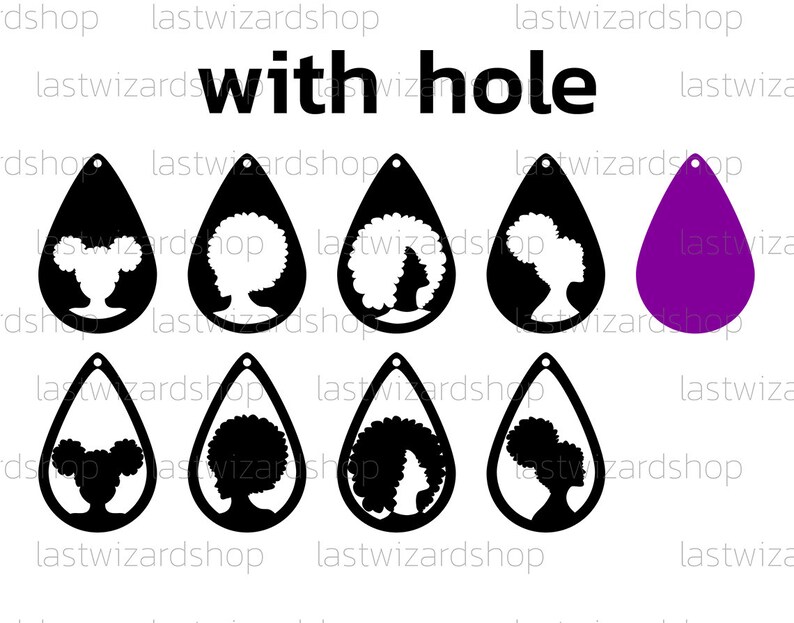 Afro African American Earrings Svg Black Girl Faux Leather - Etsy