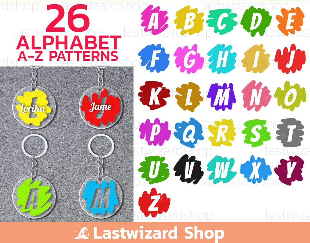 Alphabet Monogram Keychain SVG: Paint Stroke Pattern (digital Download ...