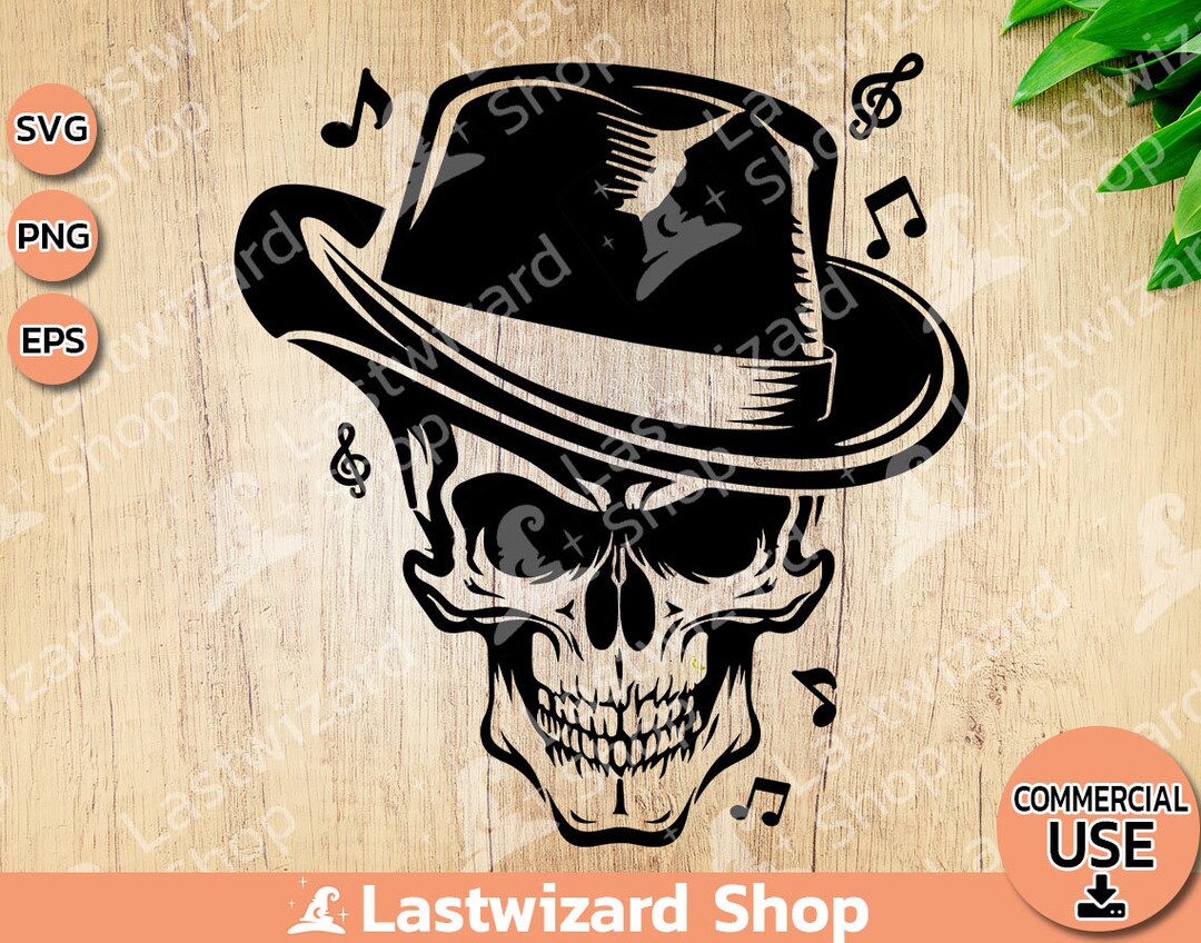 Skull With Jazz Music SVG PNG File, Music Player for T Shirt, Stencil ...