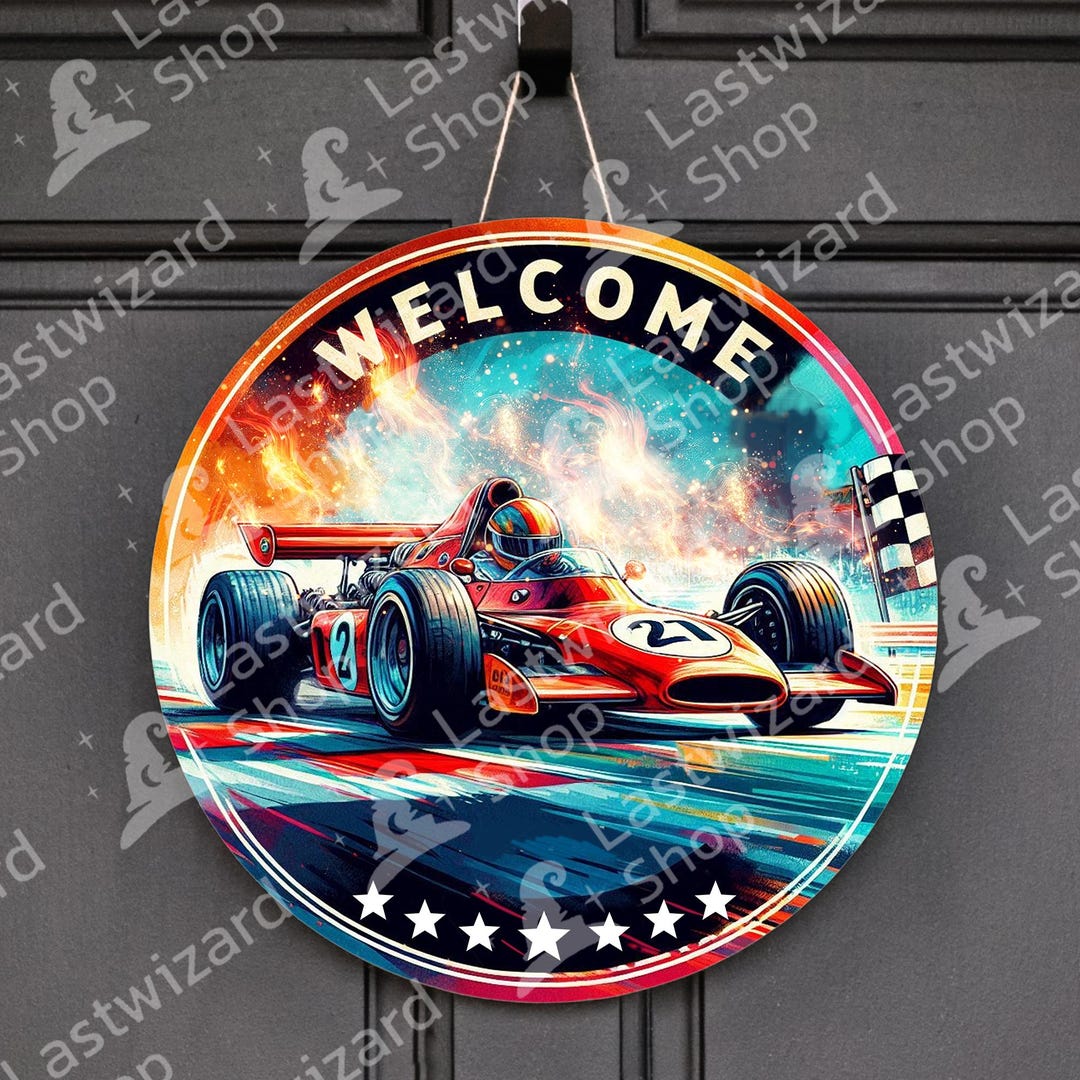 Racing Car Welcome Sign PNG: 12 Inch Door Hanger (digital Download - Etsy