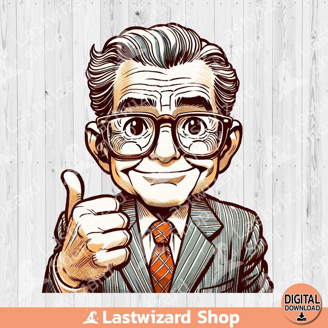 Retro Old Man PNG, Officer Sublimation Design, Watercolor 90s Man ...