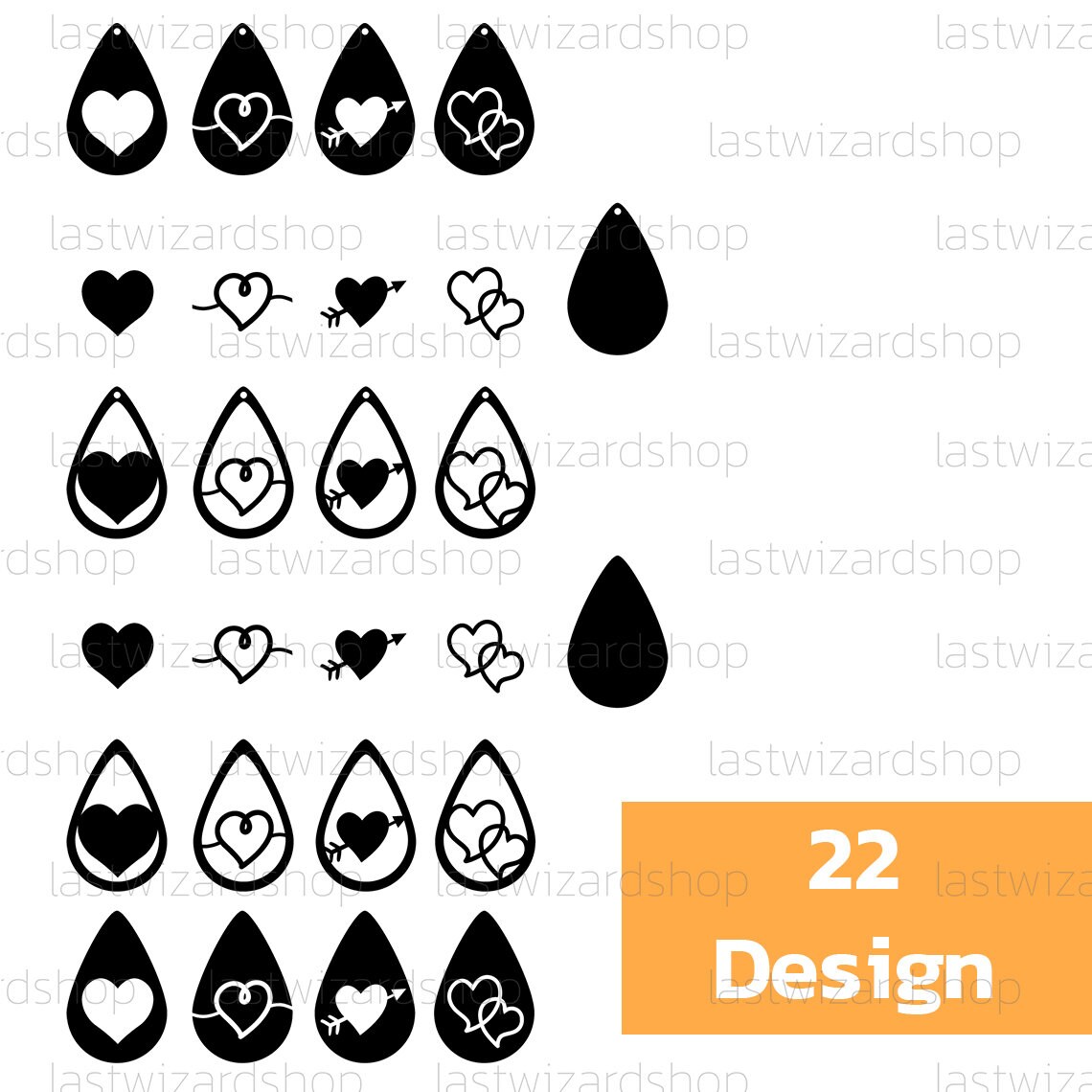 Love Tear Drop Earrings SVG Valentine Heart Earring Svg - Etsy