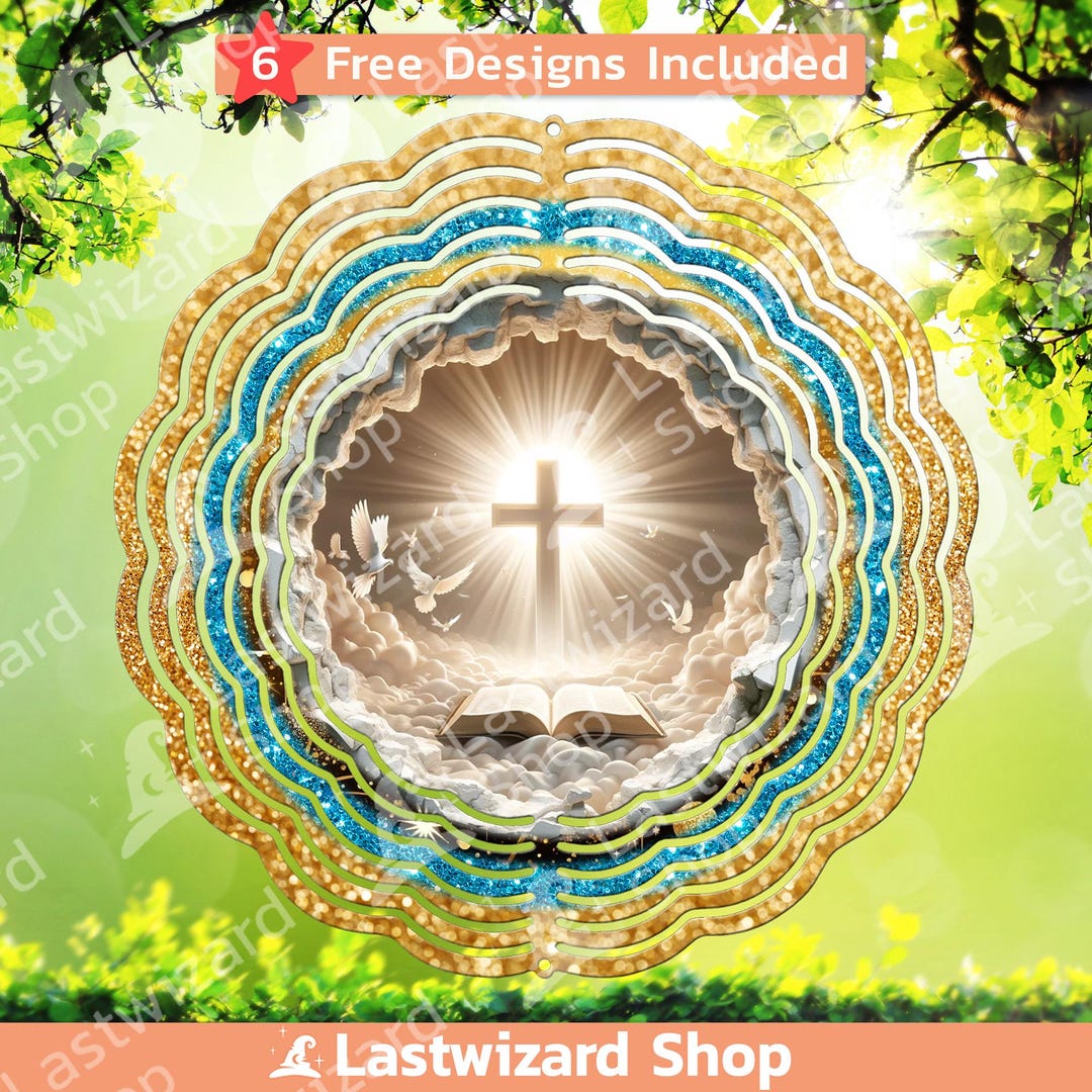 Christian Cross Wind Spinner PNG: Bible Wall Art Sublimation (digital ...
