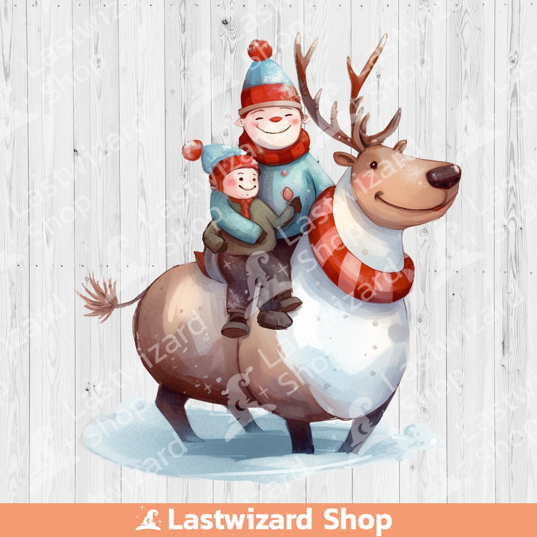 Dad and Son With Reindeer Png, Merry Christmas Family Jpg, Deer Png ...