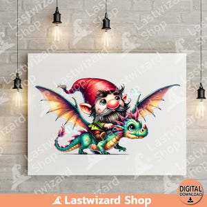 Gnome Ride Cute Dragon PNG, Mythical Creature Sublimation Design ...