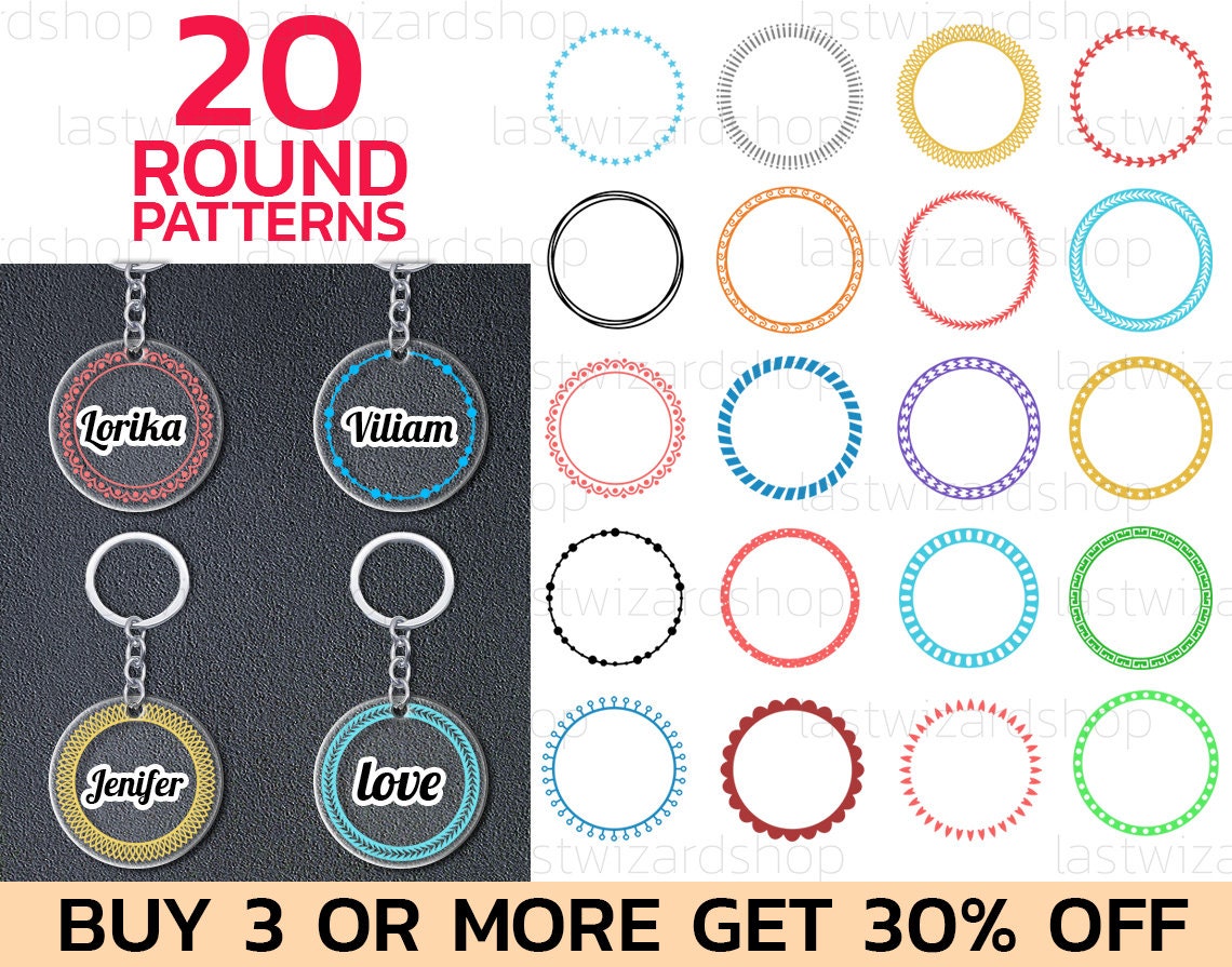 Circle Frame Keychain Svg Round Keychain Svg Keyring - Etsy