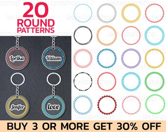 Round Keychain Svg Monogram Frame Keyring Background Svg | Etsy