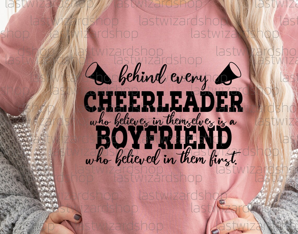 Proud Cheerleader Boyfriend SVG PNG, Varsity Style Cheer Bow Design for ...