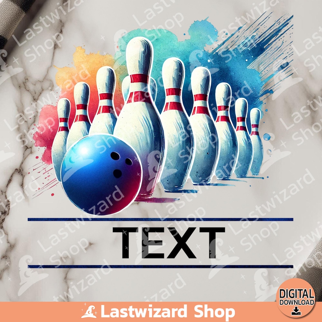 Bowling Monogram Png, Bowling Name Sublimation Design, Watercolor ...