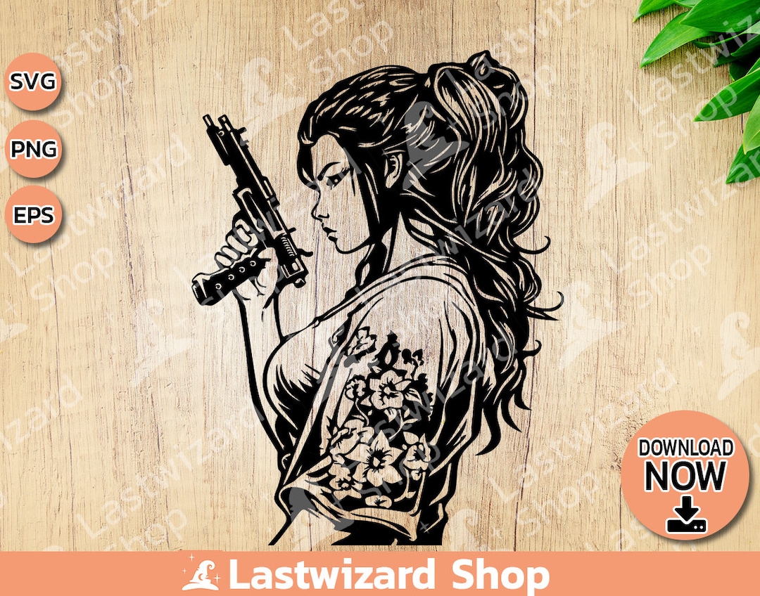 Kimono Warrior Girl With Gun Svg, Geisha Girl Tattoo, Svg Files for ...
