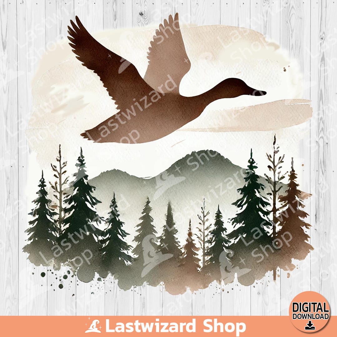 Duck Outdoor Scene PNG, Flying Duck Scene Sublimation Design ...