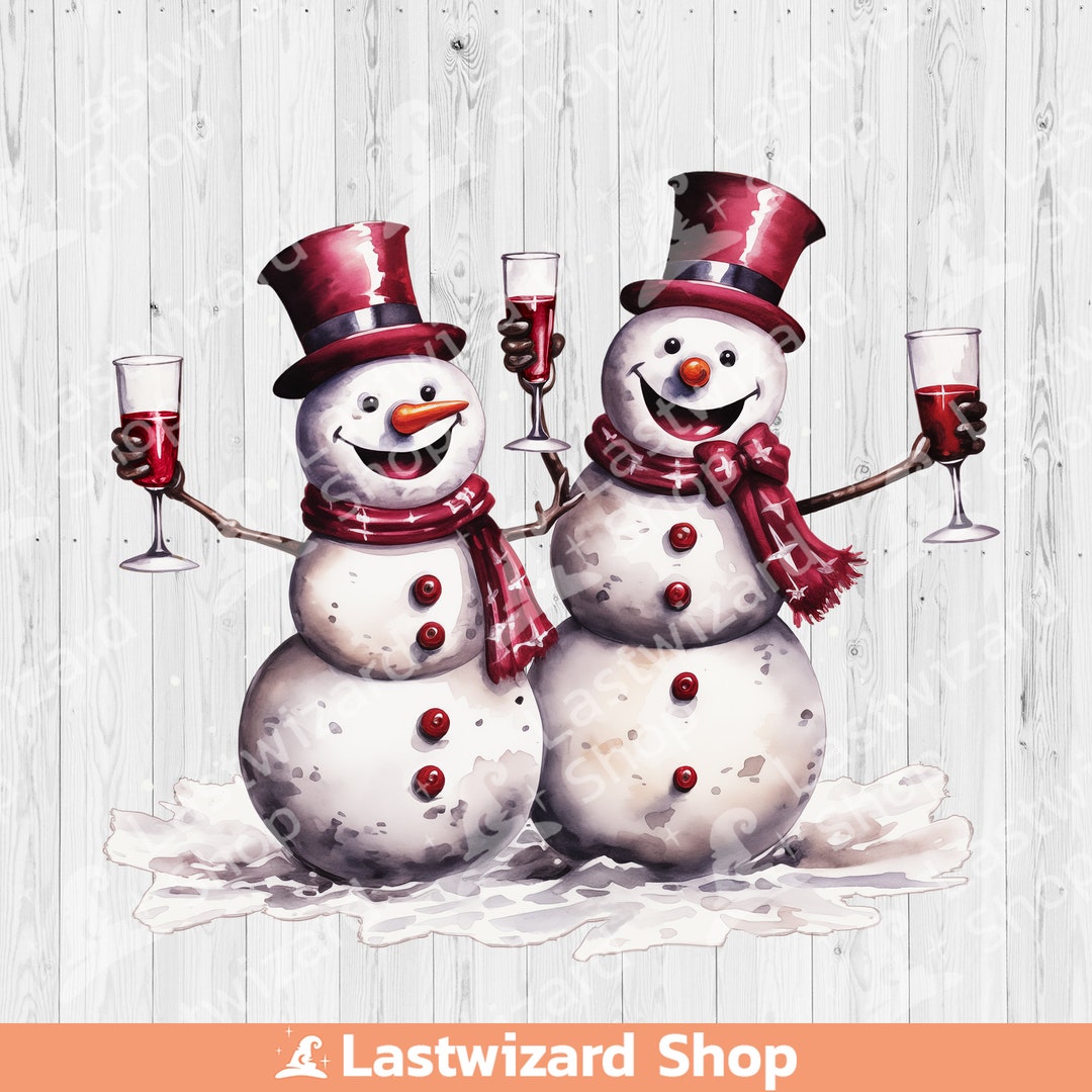 Two Snowmen Drinking Wine Png Jpg, Red Wine Lover Png, Wine Glass ...