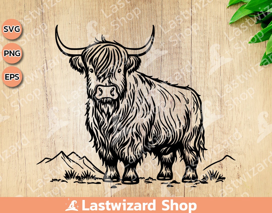 Highland Cow Svg Png File, Animal in Farm Svg, Highland Cattle Svg, Cow ...