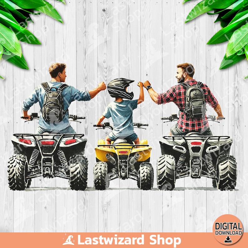 Father Son ATV Riders PNG, off Road 4 Wheeler Sublimation Design, Quad ...