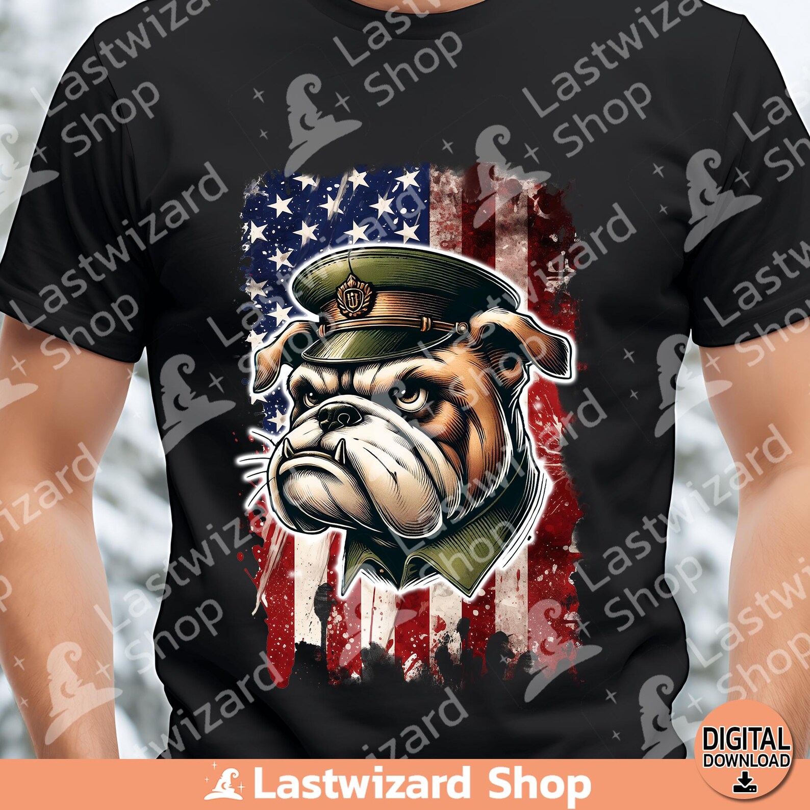 Patriotic American Bulldog PNG, USA Flag Veteran Dog Clipart, 4th of ...