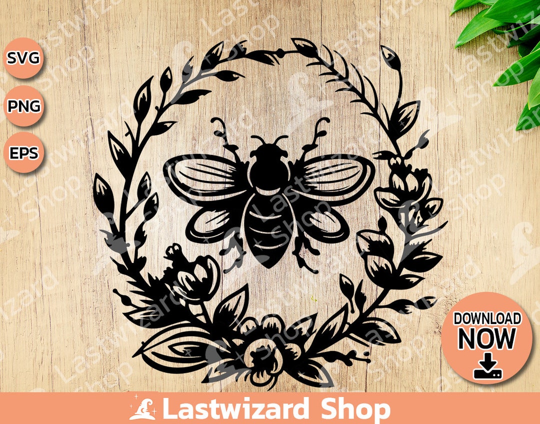 Bee With Spring Flower Svg, Honey Bee Svg, Flower Svg, Mother Day Svg ...