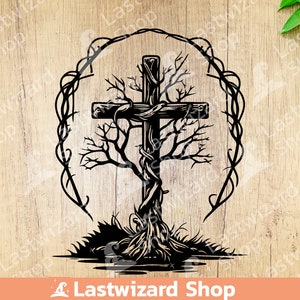 Cross Tree With Chain Svg, Jesus Svg, Gothic Svg, Religious for T Shirt ...