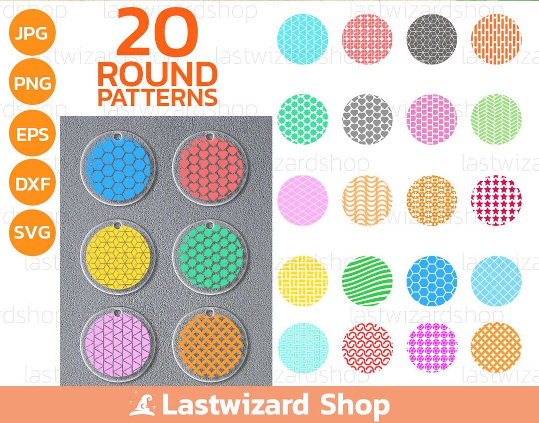 Round Keychain Patterns SVG: Circle Keyring Cut Files (digital Download ...