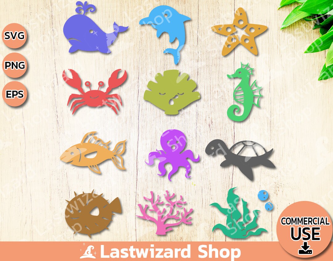 Sea Creatures Svg, Under the Sea Svg, Ocean Animal Svg, Octopus ...