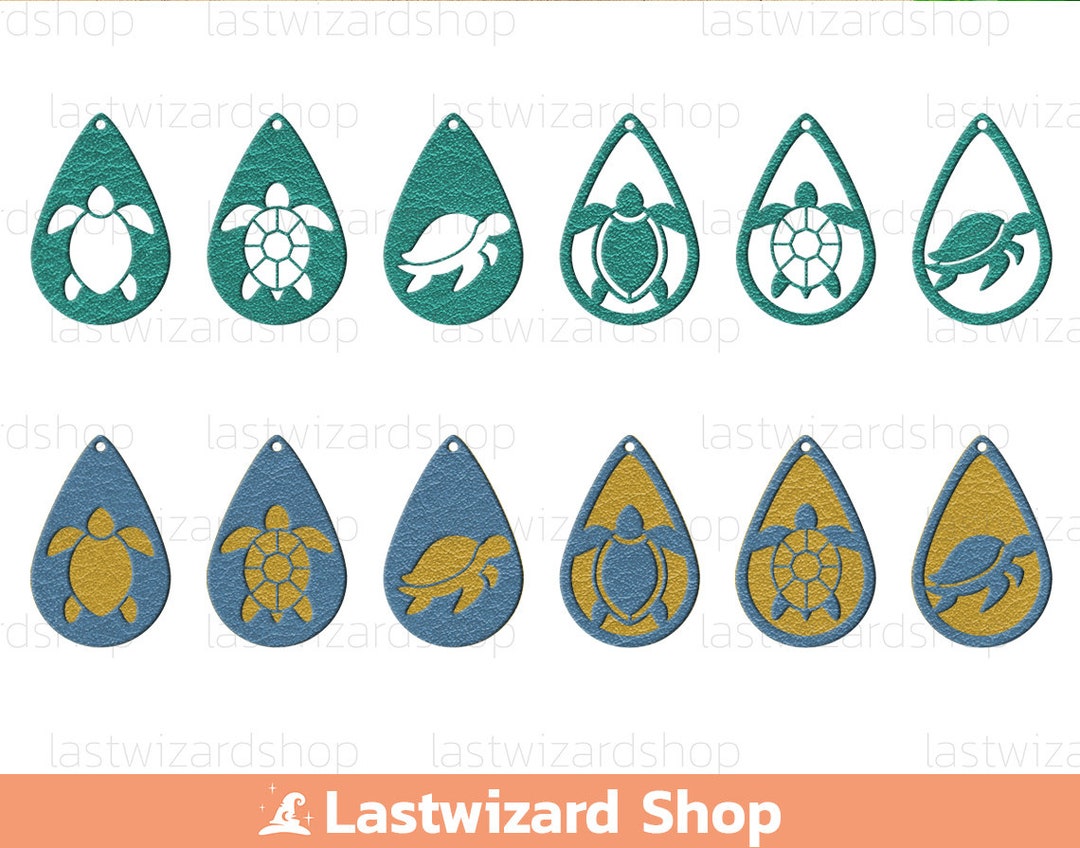 Ocean Sea Turtle Earrings Svg, Sea Stacked Earring Svg, Faux Leather ...