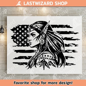 Native American Warrior With USA Flag Svg, Indigenous Svg, American ...