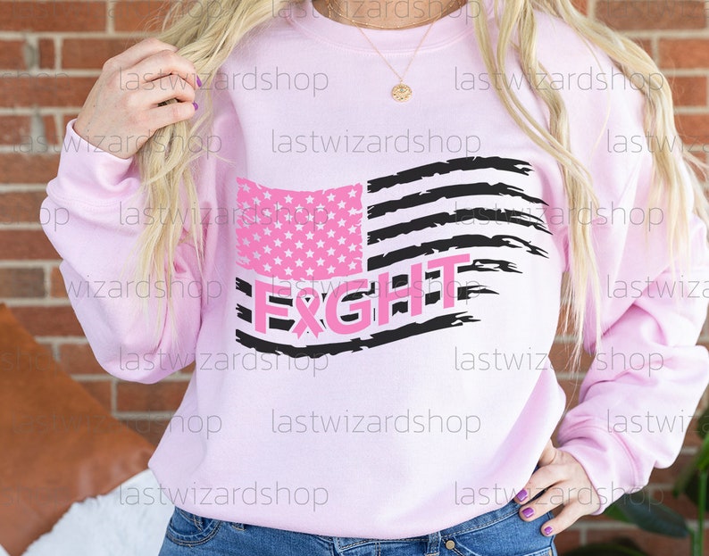 Breast Cancer Fight Flag Svg Pink Ribbon USA Flag Svg Breast | Etsy