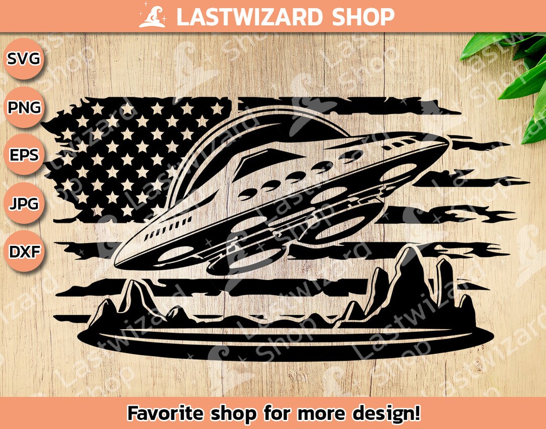 Alien Ufo With Us Flag SVG PNG DXF, Conspiracy, American Flag Svg ...