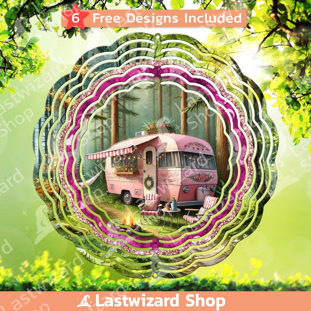 Pink RV Camper Wind Spinner Png, Campingpink RV Camping Door Hanger ...