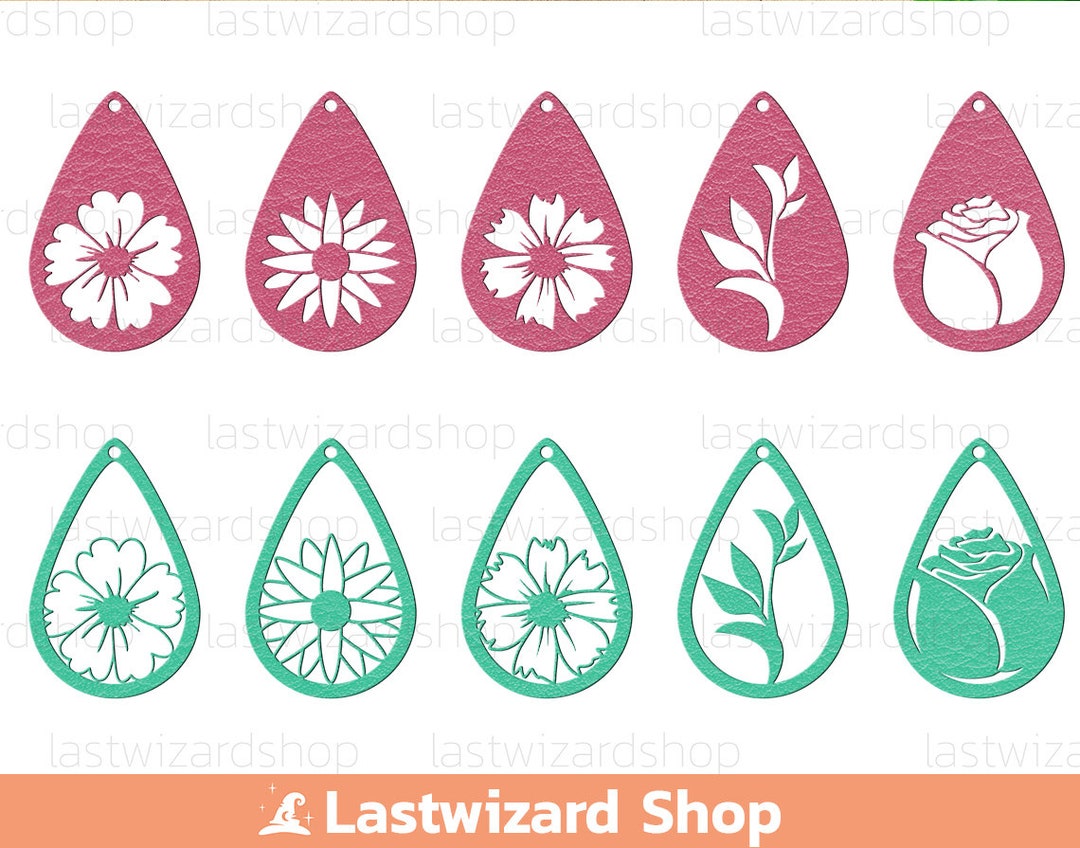 Flower Earrings Svg, Floral Faux Leather Earrings, Rose Earring ...
